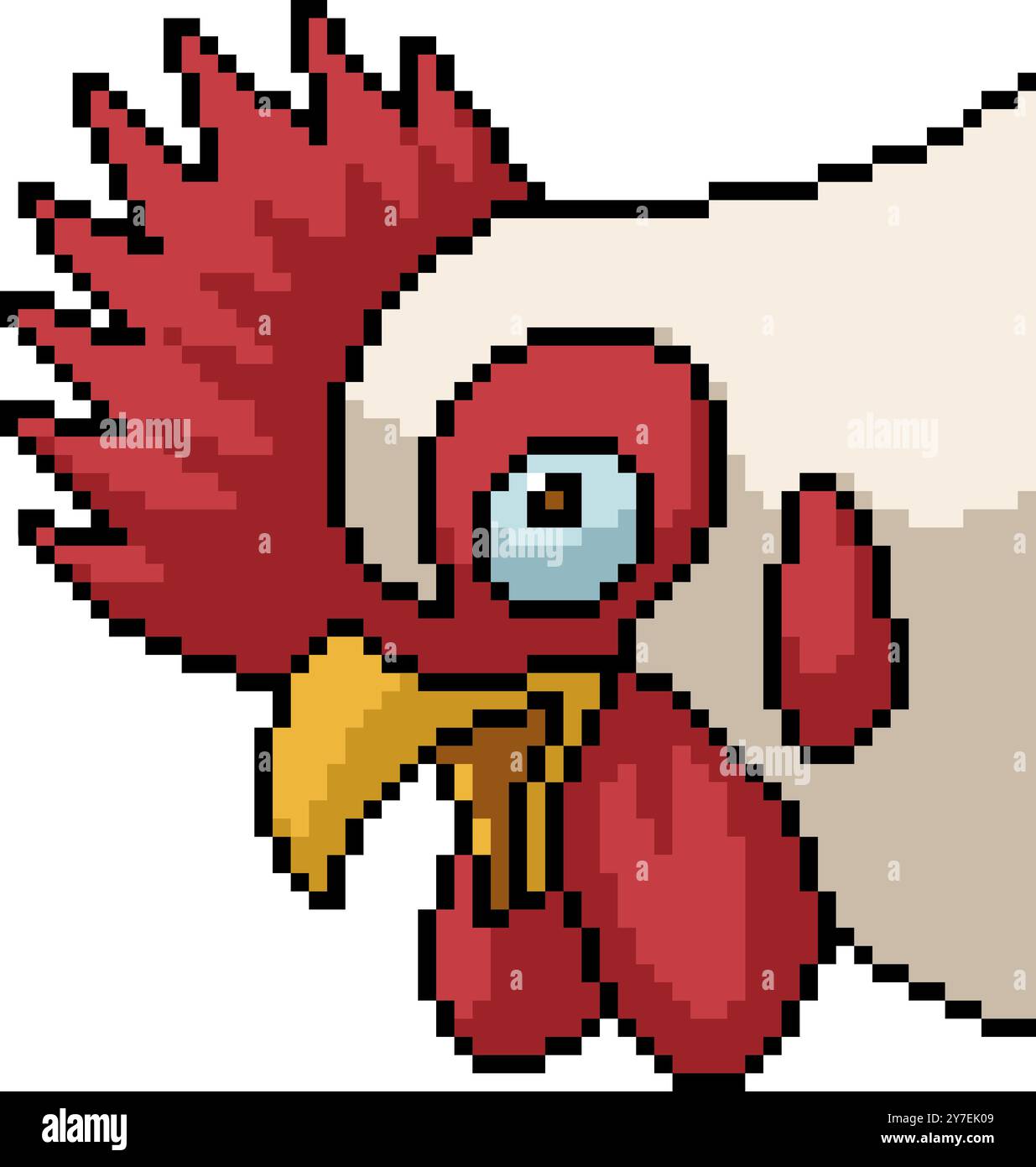 pixel art of chicken head looking isolated background Stock Vector ...