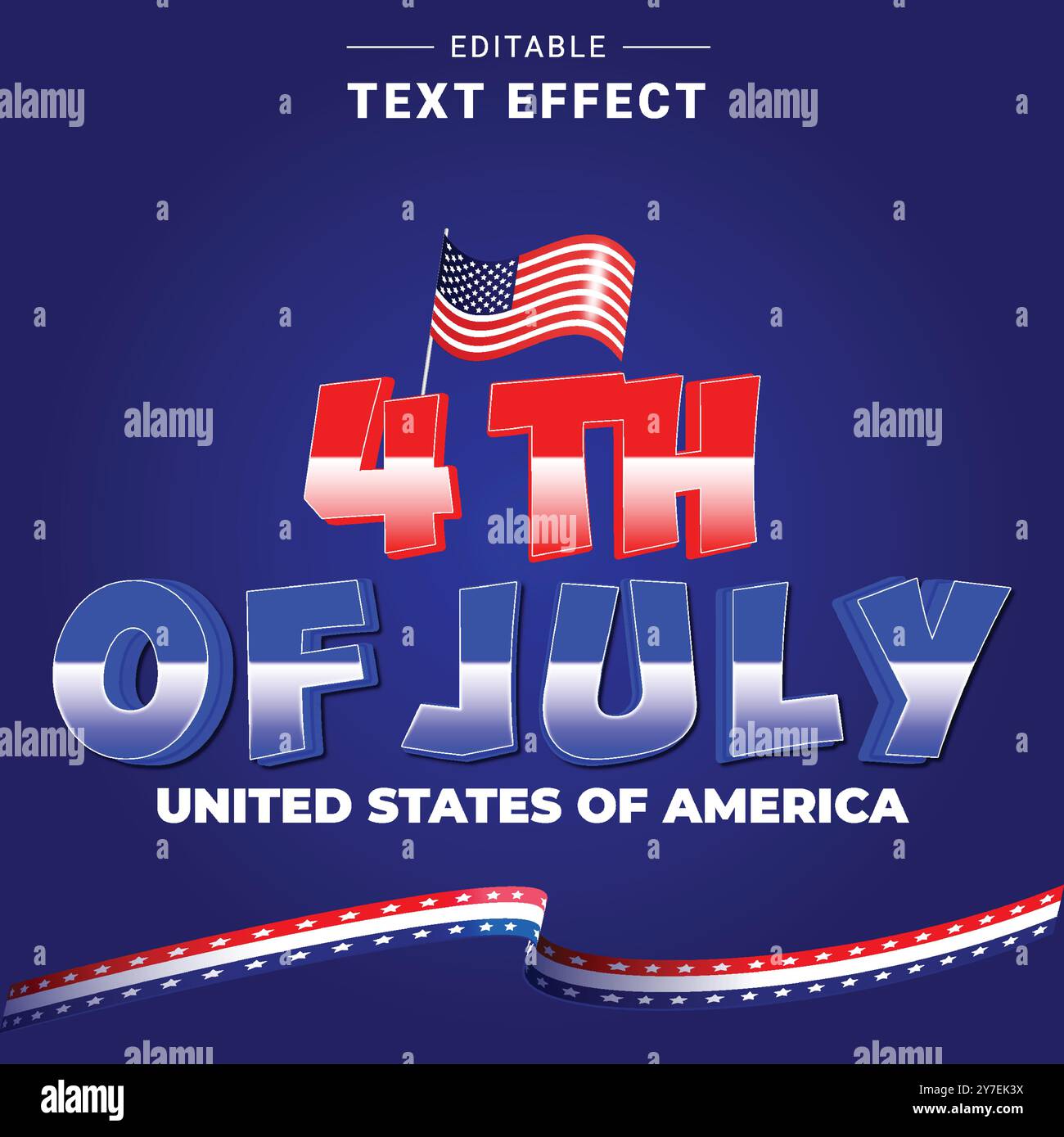 4th of July Celebration with American Flag and Text Effects Stock ...