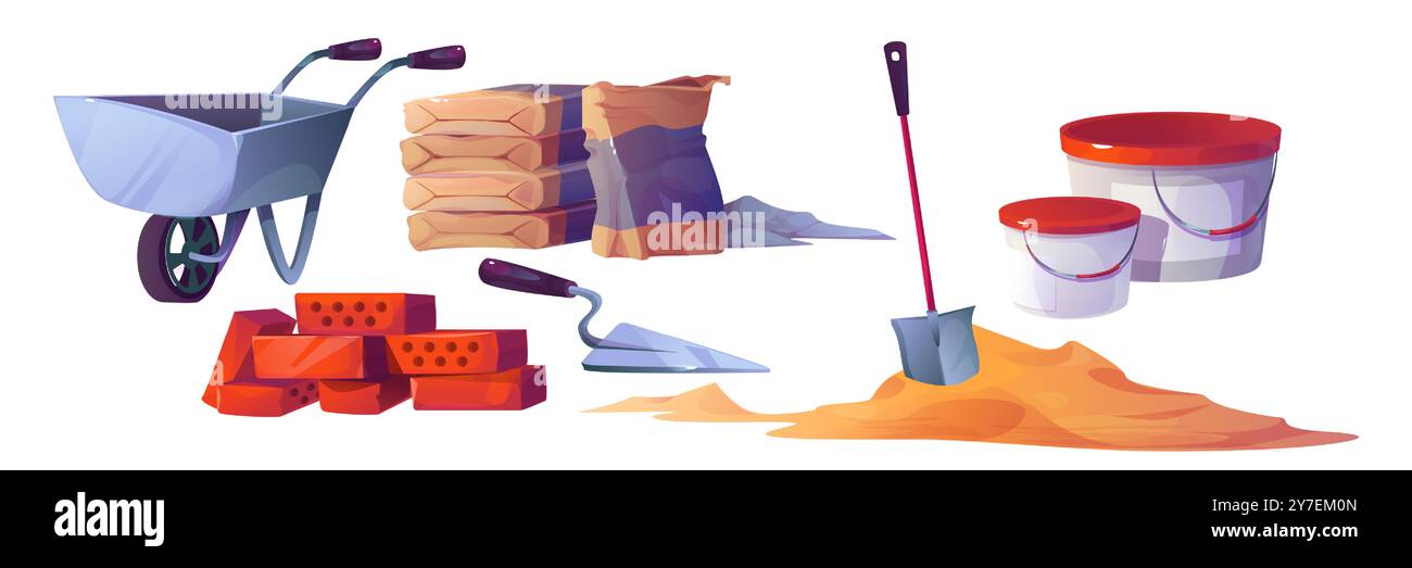 Building material pile. Brick stack vector icon. Concrete powder in ...