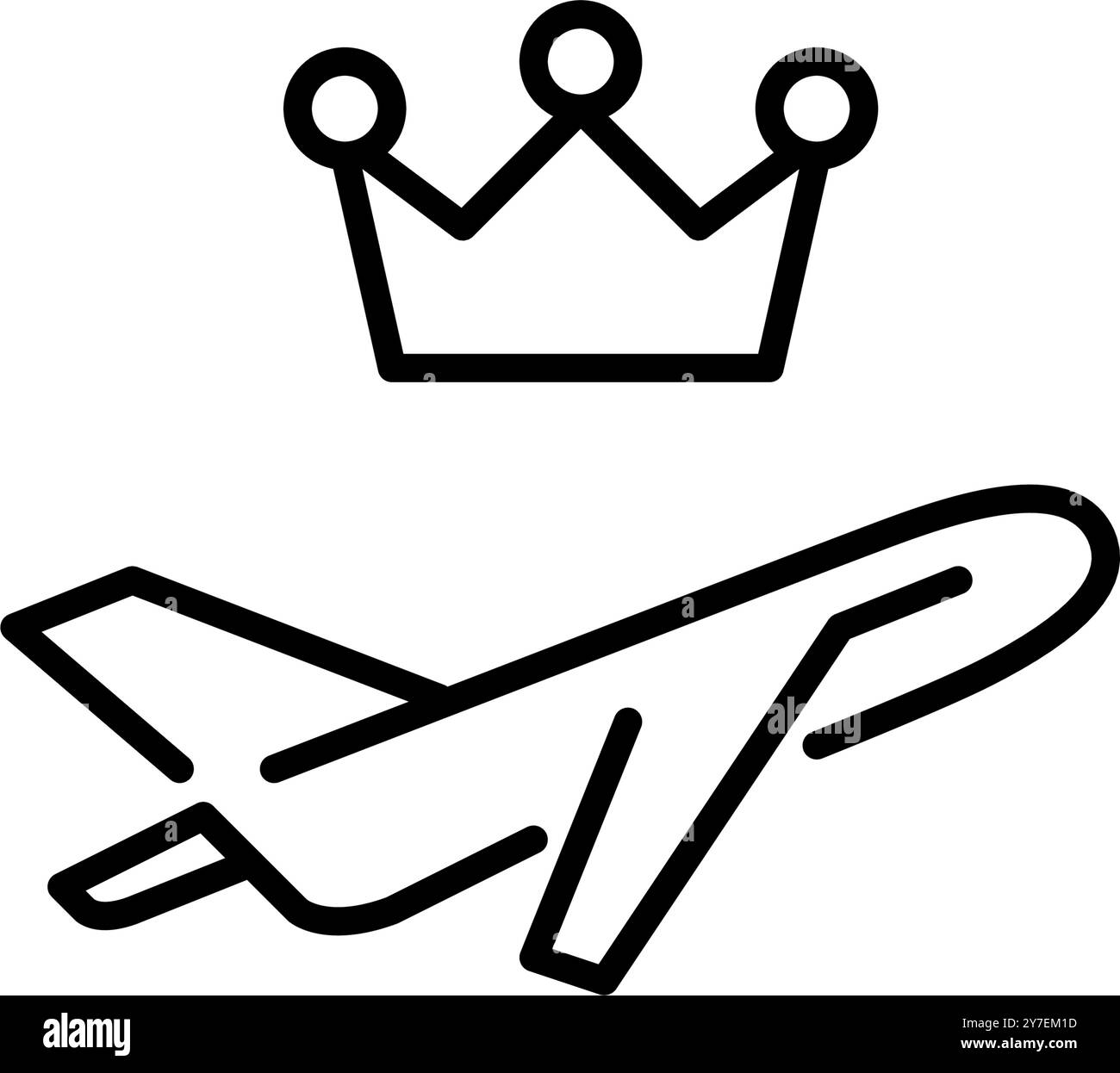 Airplane and crown. Premium travel ticket. Top-tier services, upgrades ...