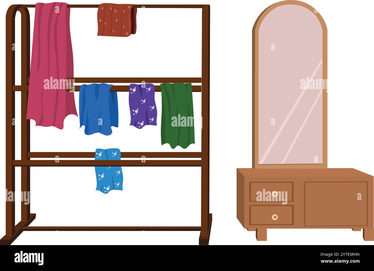 Dressing table and a clothes rail or rack flat design isolated ...