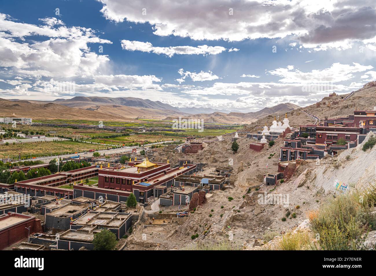 Tibet architecture. Sakya monastery is a pilgrim and tourist ...