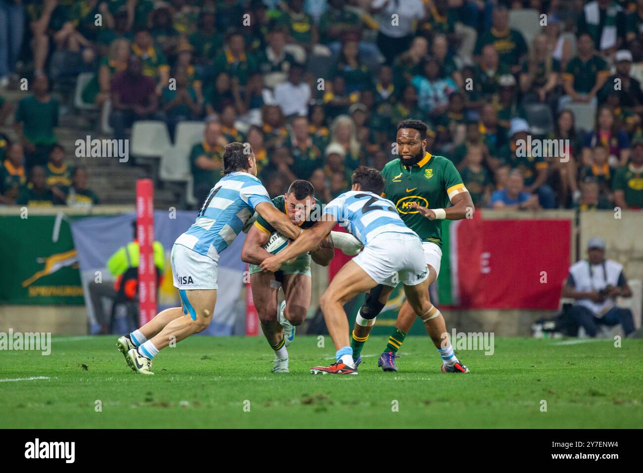 Springbok Jessie Kriel goes into a tackle during the Castle Lager Rugby ...