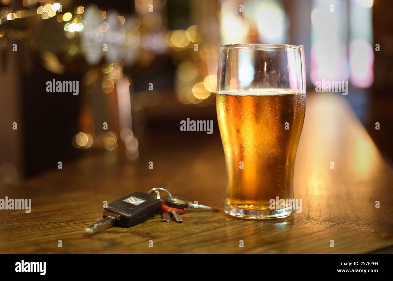 File photo dated 26/11/14 of a pint of beer and a set of car keys on a ...