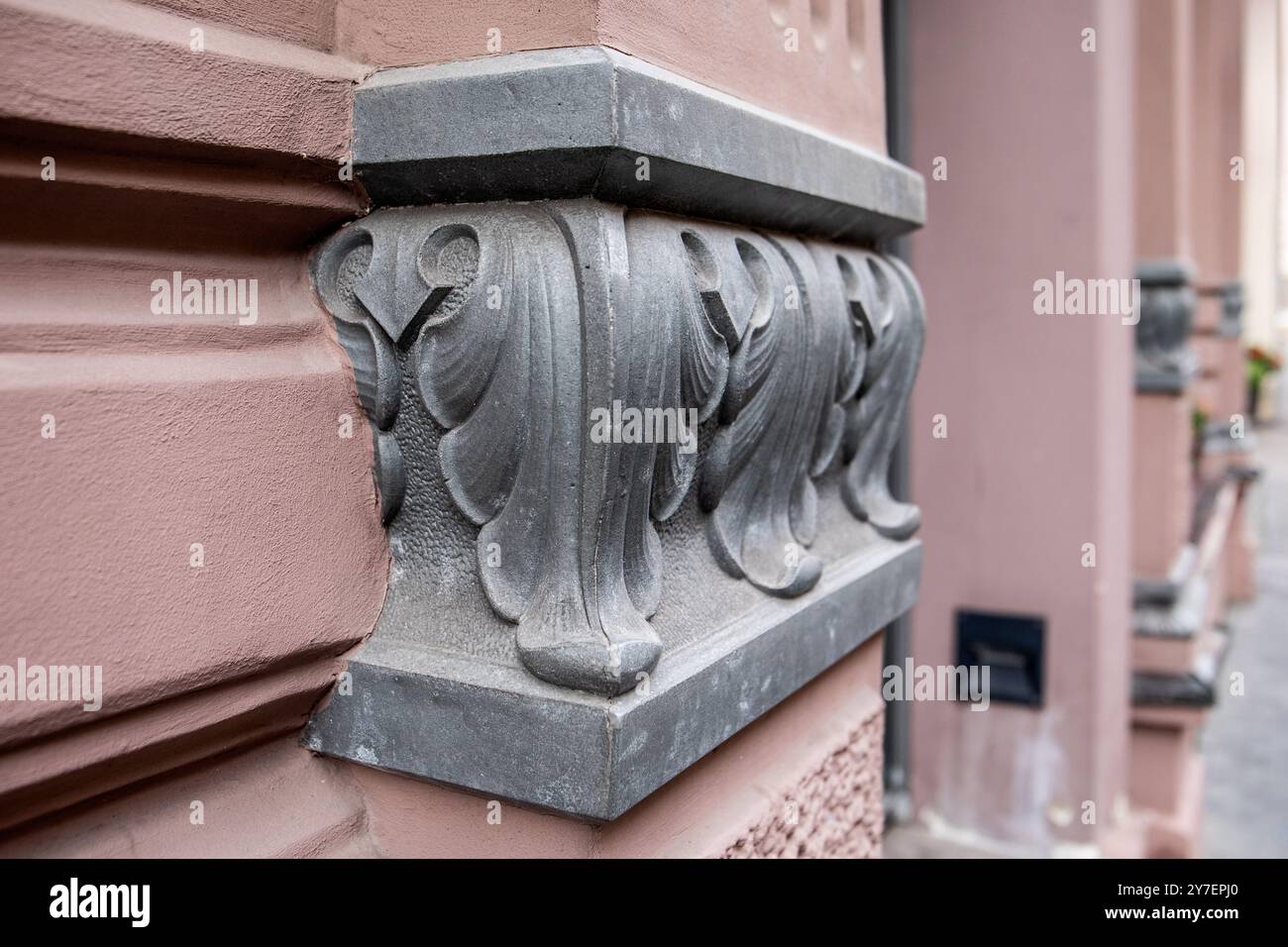 Decorative elements on the facade of the building. Historical building ...