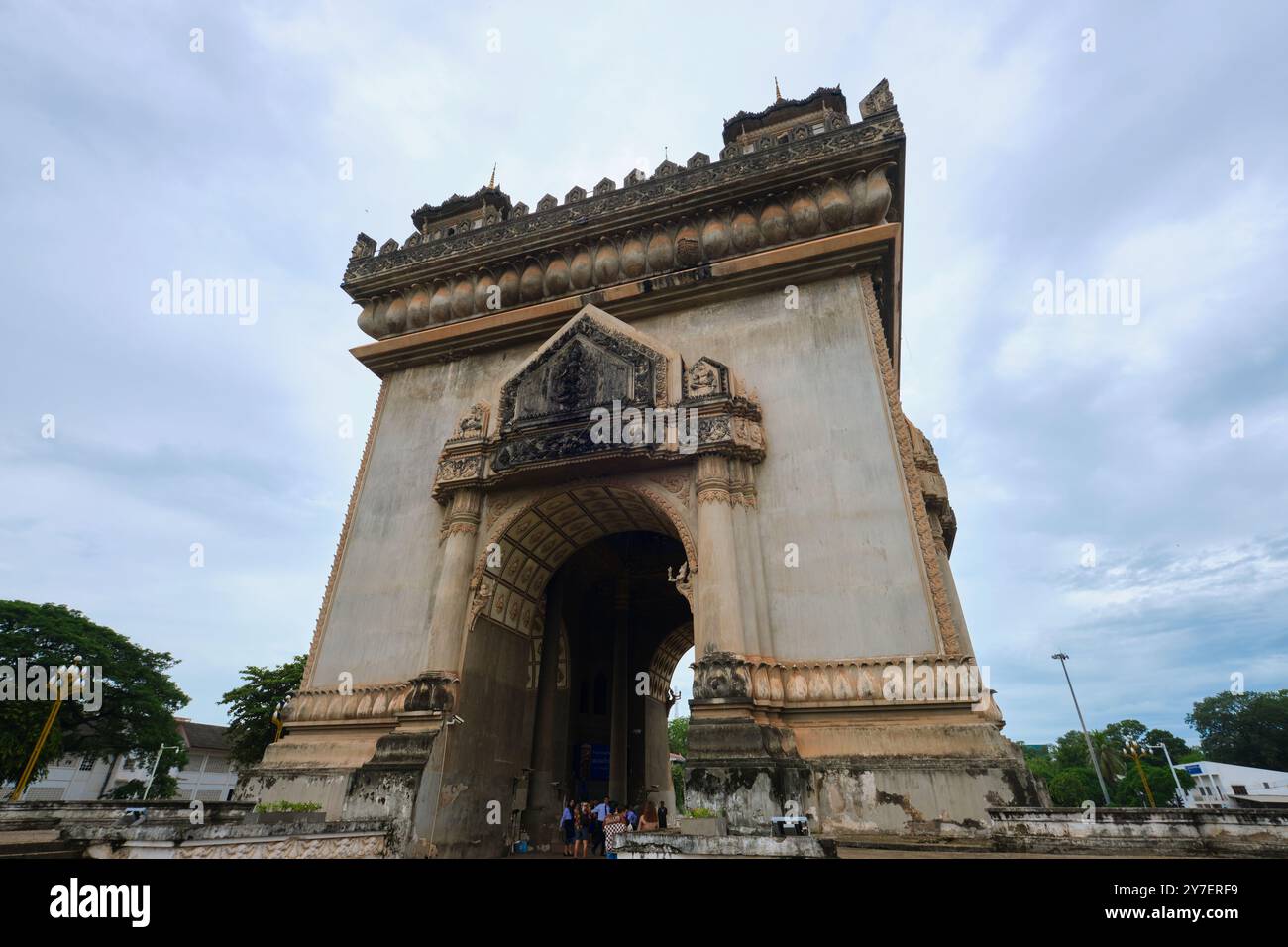 View of the war monument, looking like the Arc de Triomphe. At the ...