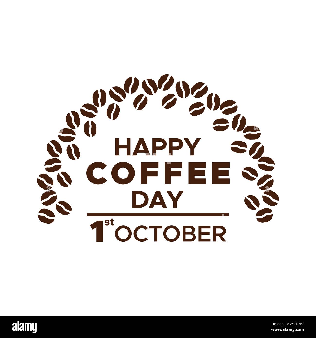 Happy coffee day with beans. 1st October coffee day typography text ...