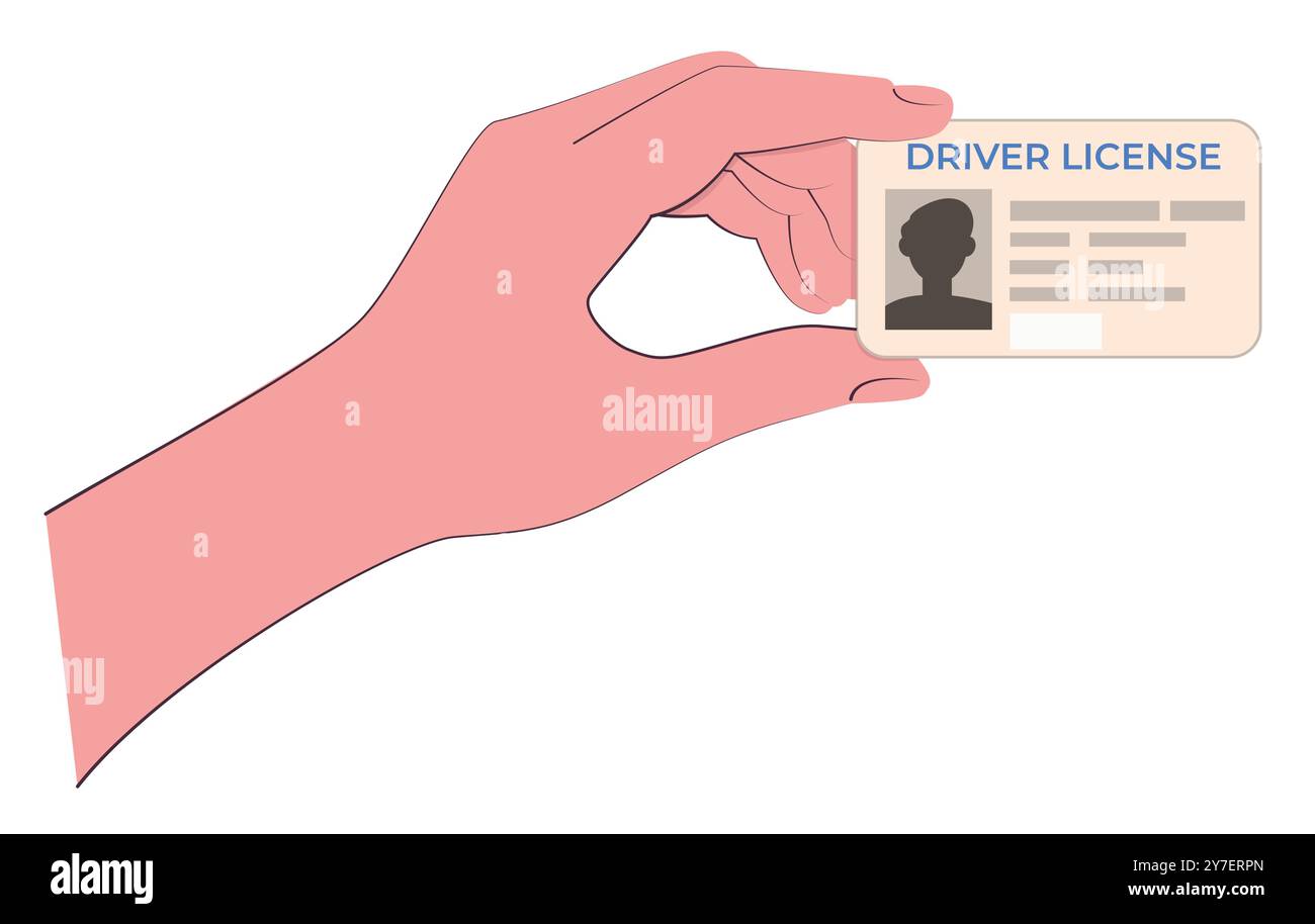 Driving license in hand. Plastic card for personal identification ...