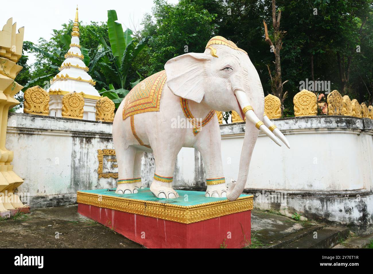 A cute, adorable, white elephant sculpture, guarding the complex. At ...
