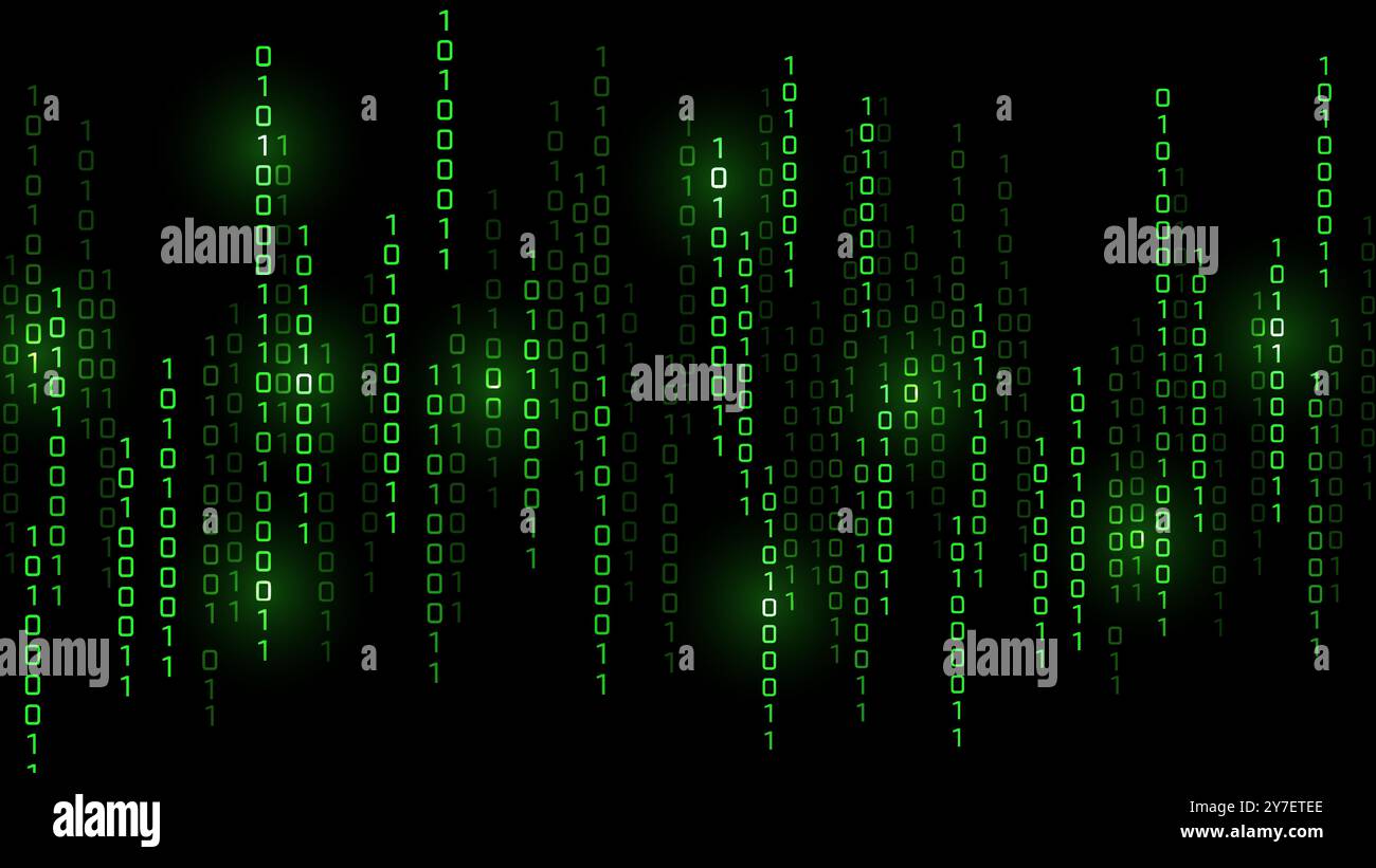 Matrix vector digital code rain in a Matrix inspired futuristic style. Light Effect matrix ...