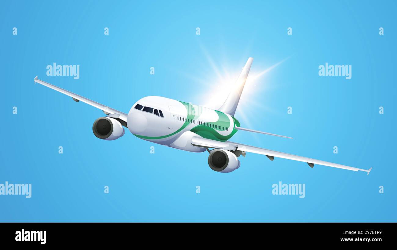 Vector 3d airplane in blue background. Airplane concept. Plane Air ...