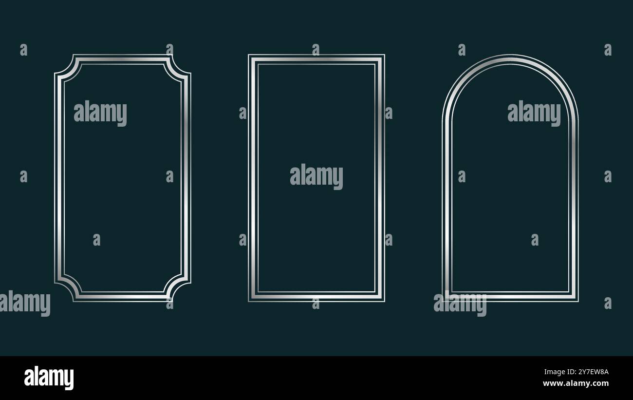 Silver photo frames. Silver border photo frame for photos and slides. Photo frame simple design ...