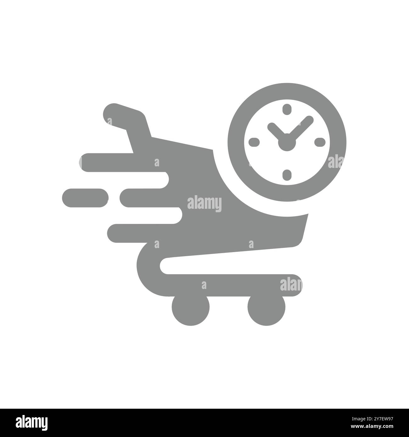 Fast and instant purchase vector icon. Shopping cart and a clock ...