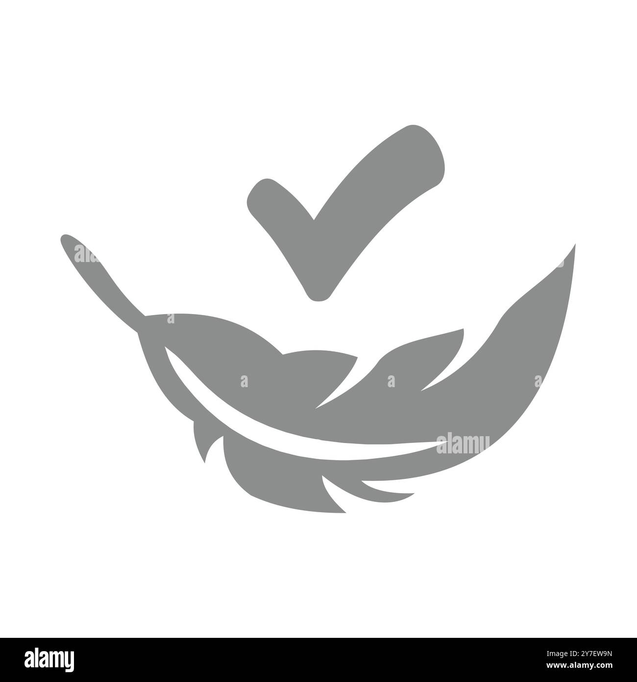 Feather with checkmark vector icon. Lightweight, ultra soft symbol ...