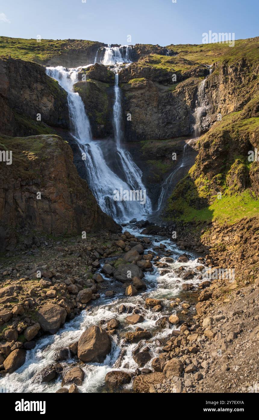 The Rjúkandi Waterfall During Summer in Iceland Stock Photo - Alamy