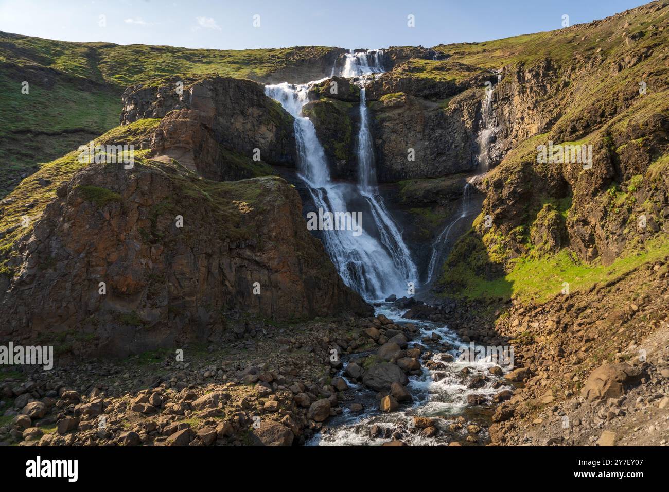 The Rjúkandi Waterfall During Summer in Iceland Stock Photo - Alamy