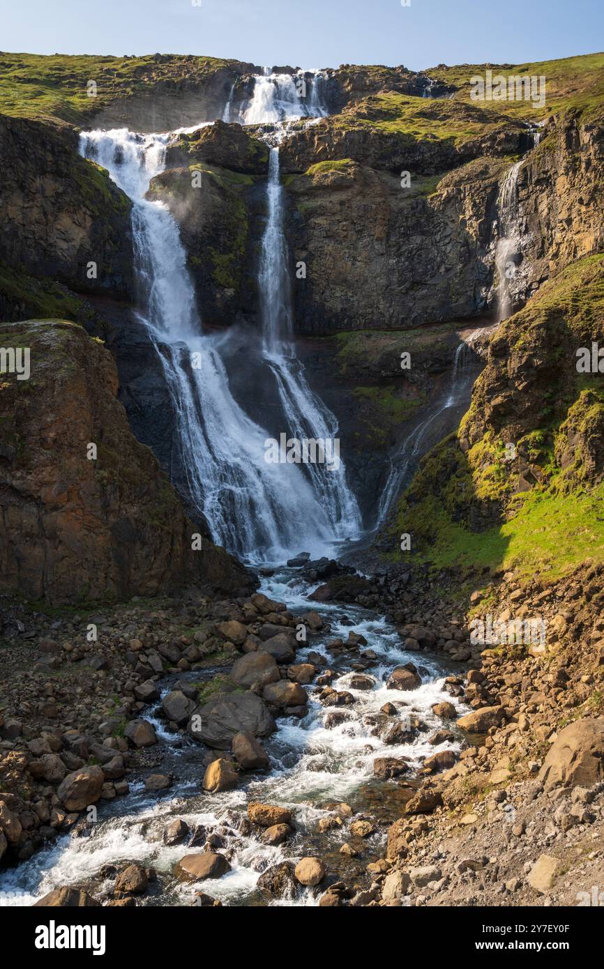 The Rjúkandi Waterfall During Summer in Iceland Stock Photo - Alamy