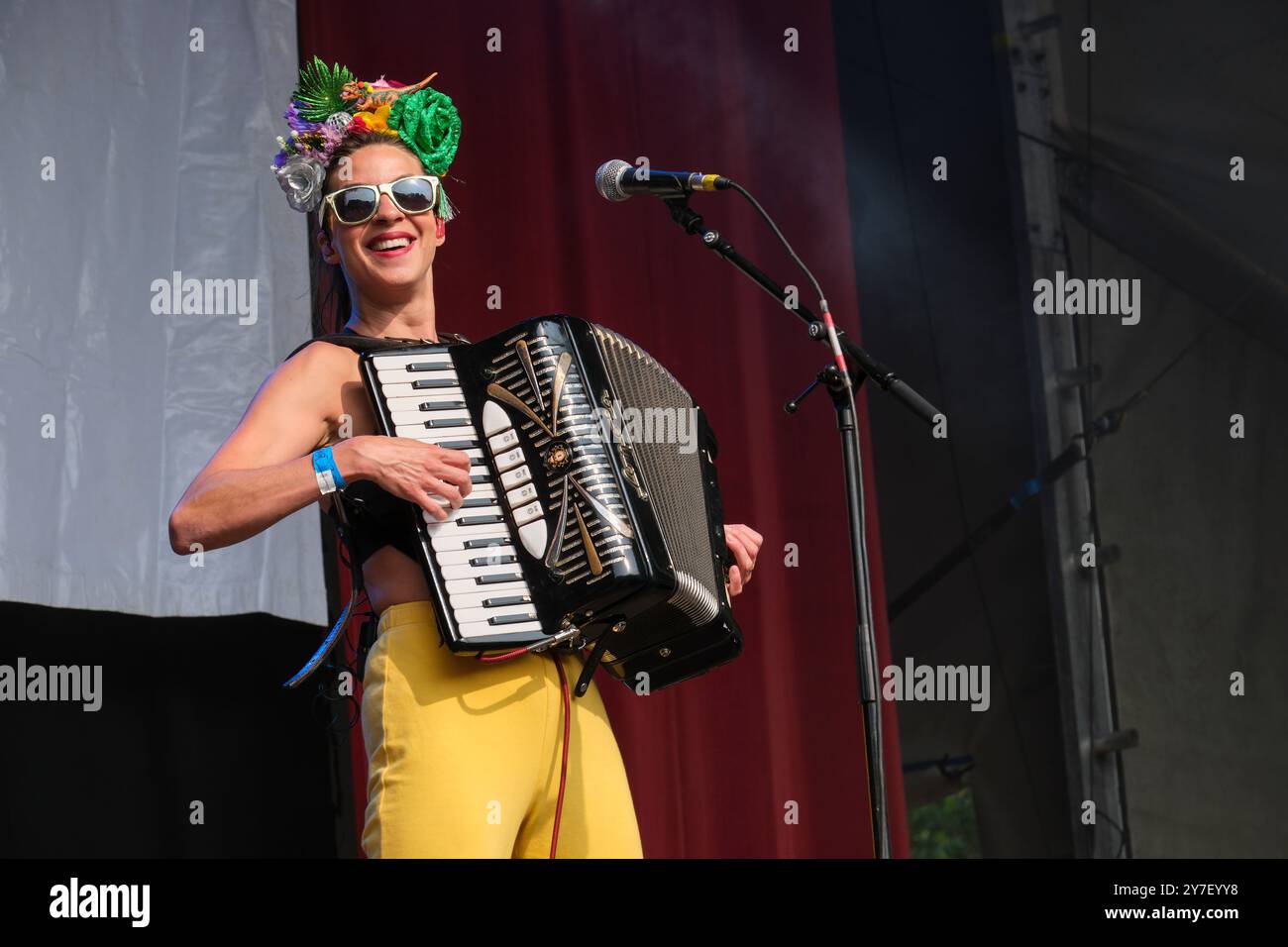 Natalia Tena of Molotov Jukebox performing at Weyfest festival, Tilford ...