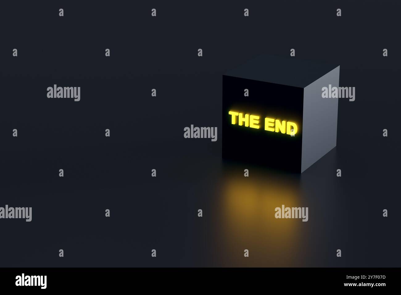 The end, to finish or to finalize something concept. Black cube is ...