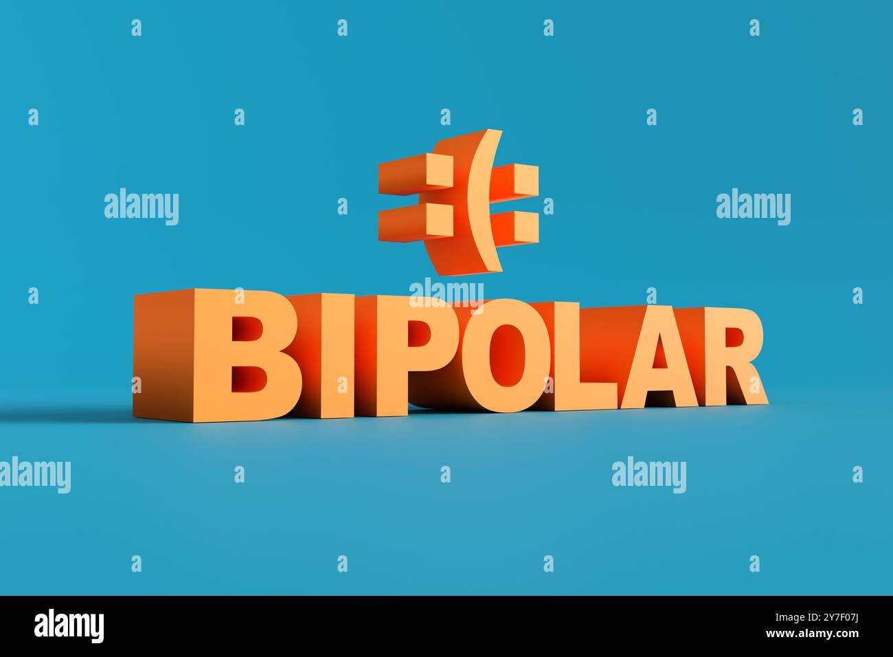 Bipolar disorder concept with a symbol balancing between a happy and ...
