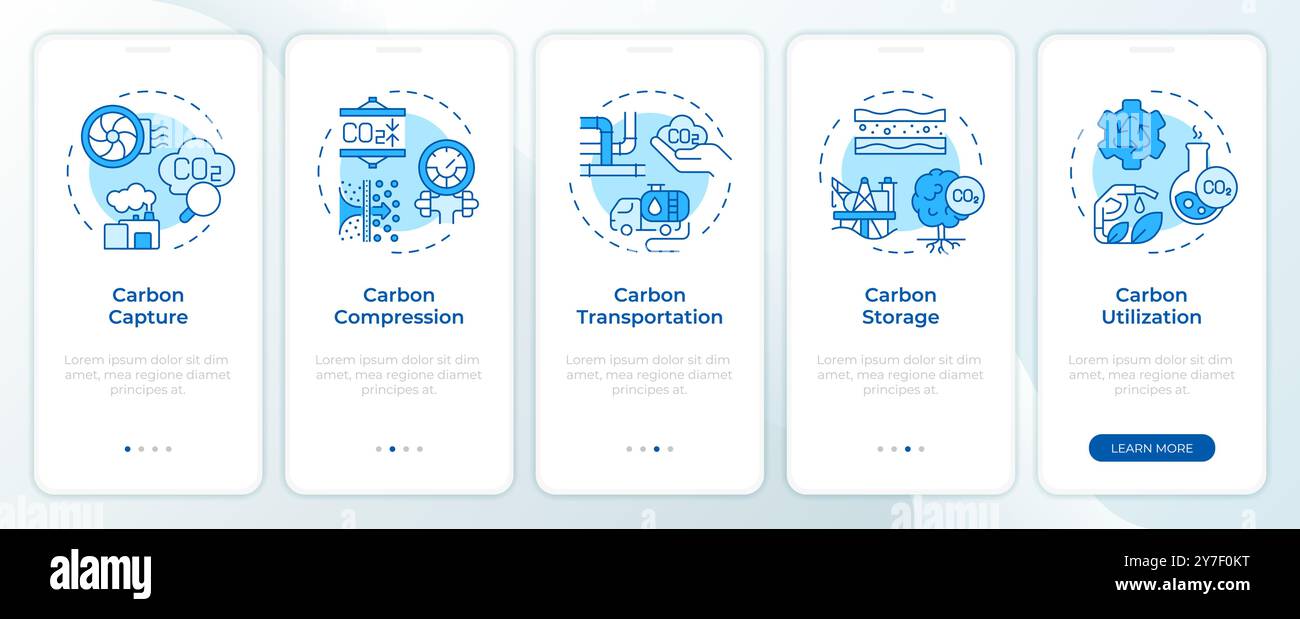 Carbon capture methods blue onboarding mobile app screen Stock Vector Image & Art - Alamy