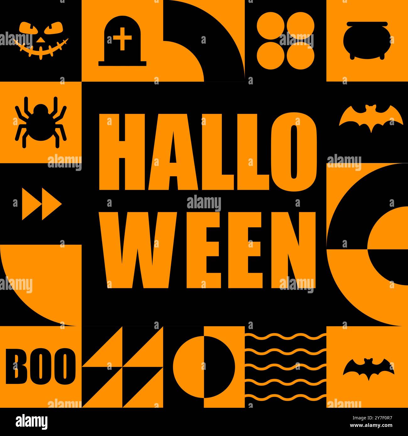 Happy Halloween geometric pattern. Modern abstract background with ...