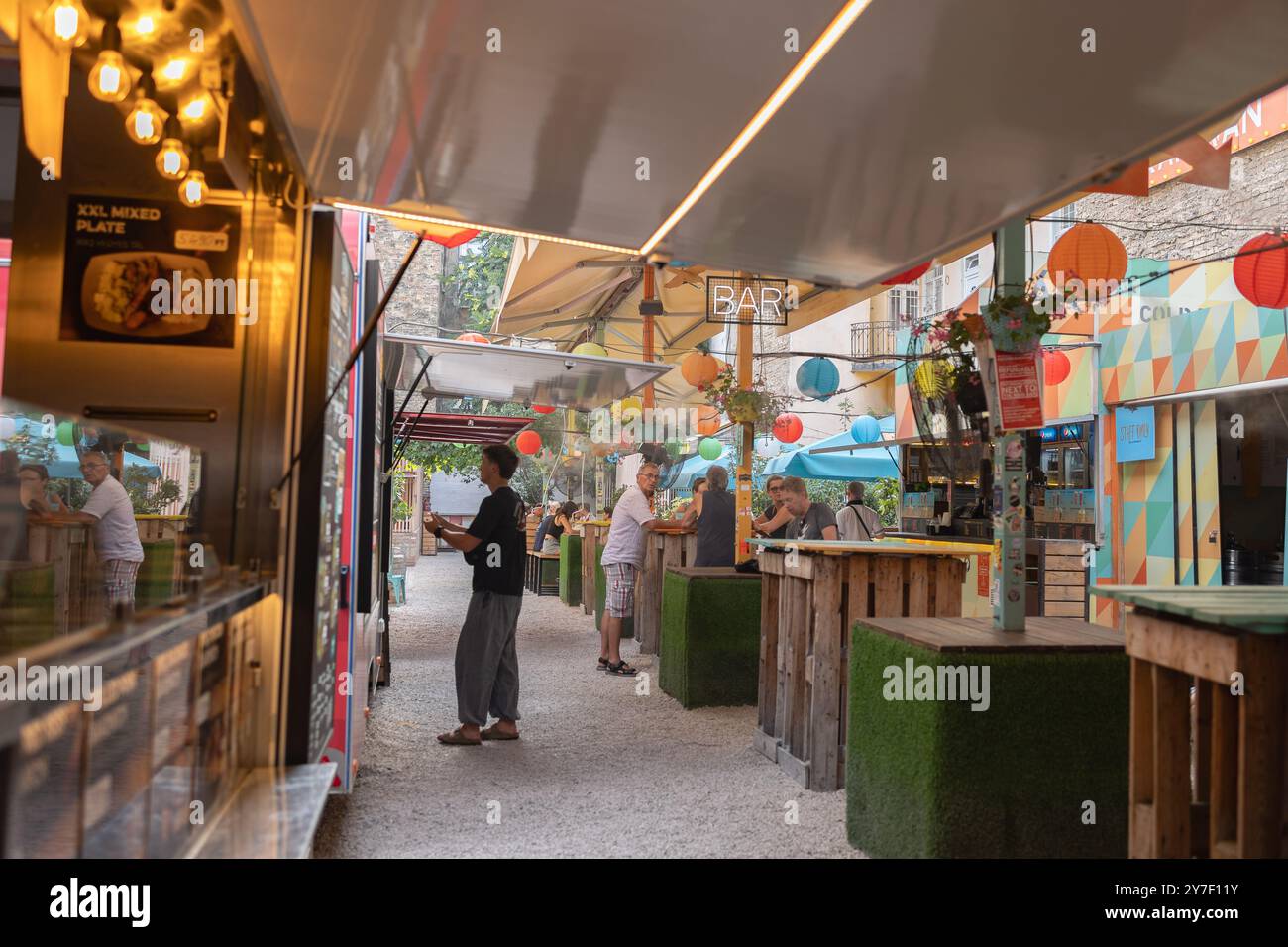Street Food at Karavan, People and Food in Budapest - Hungary Stock ...