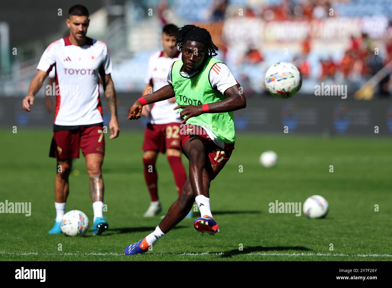 Rome, Italy 29.09.2024 : Manu Kone of Roma during warm up before ...