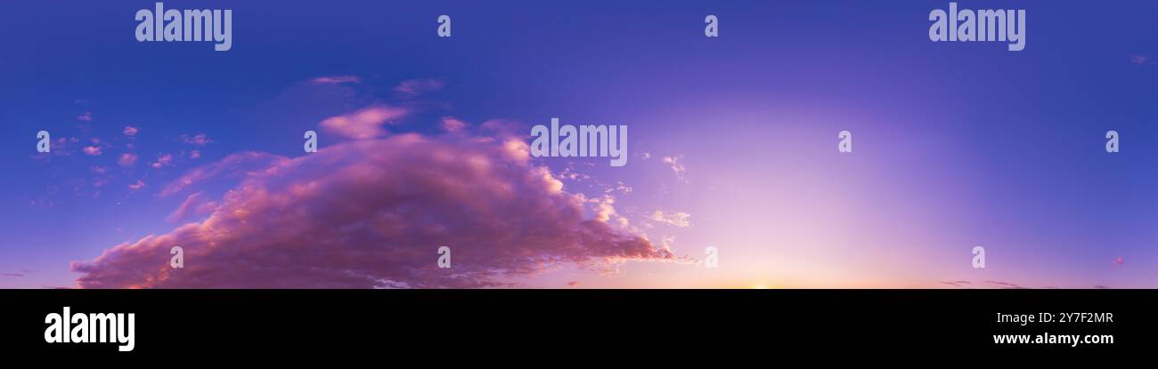 Dramatic Sunset sky 360 panorama. Vibrant sky with bright glowing red ...