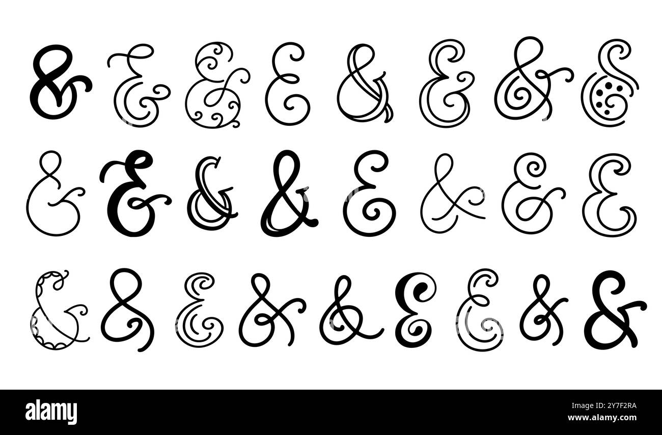 And ampersand symbol set. Vector lettering calligraphy sign collection ...