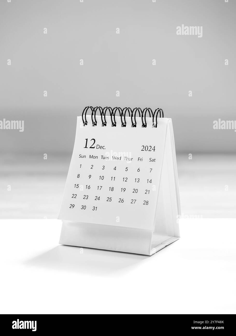 December 2024 page of small desk calendar for plan and reminder ...