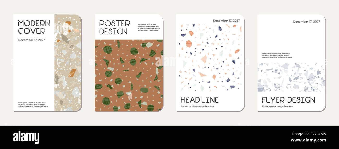Notepad cover design. Terrazzo abstract background made of natural ...