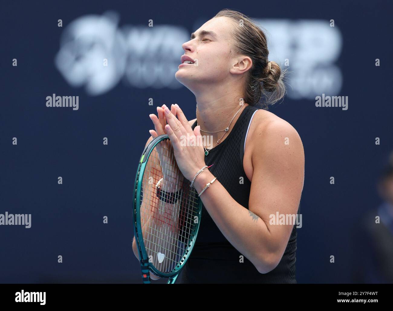 Beijing, China. 30th Sep, 2024. Aryna Sabalenka of Belarus reacts ...