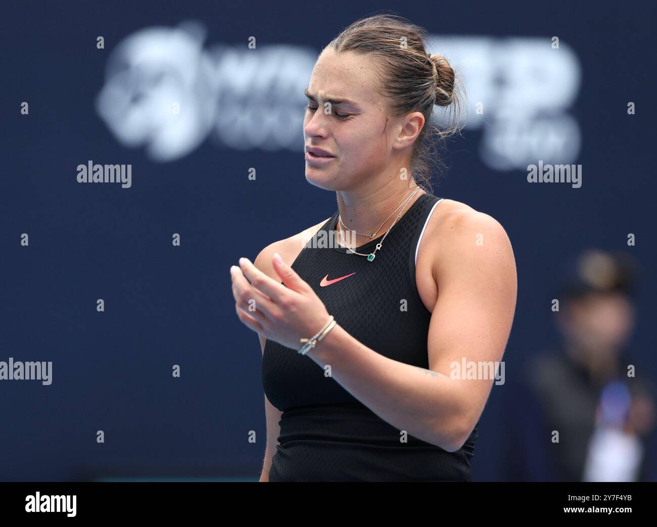 Beijing, China. 30th Sep, 2024. Aryna Sabalenka of Belarus reacts ...