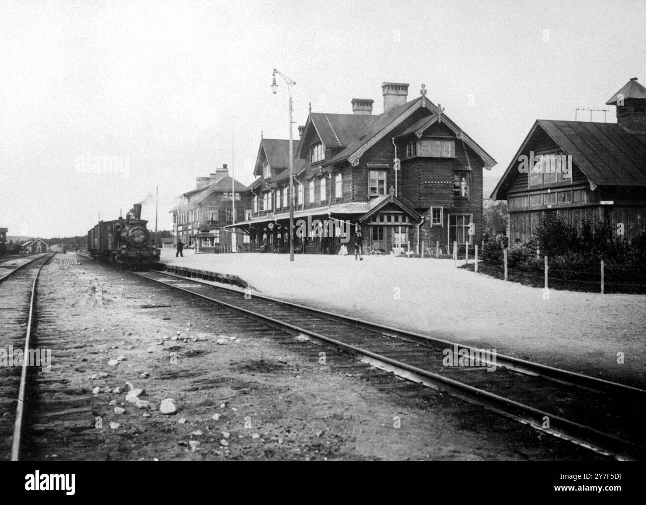 The station at Kiruna, Sweden where iron ore is put on trains by the ...