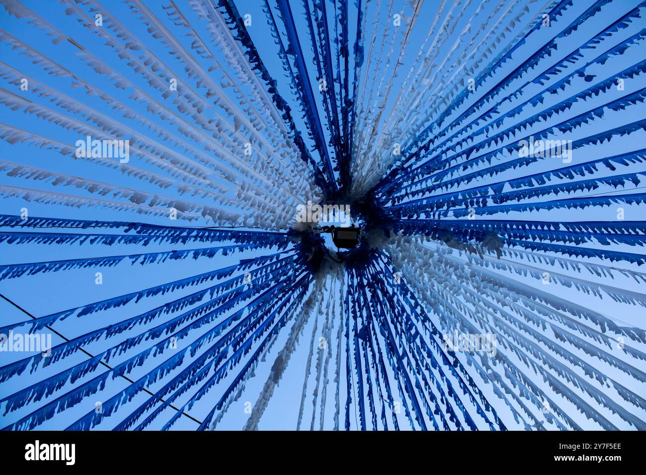 Beautiful colorful pennants in the center of the town of Valldemossa in ...