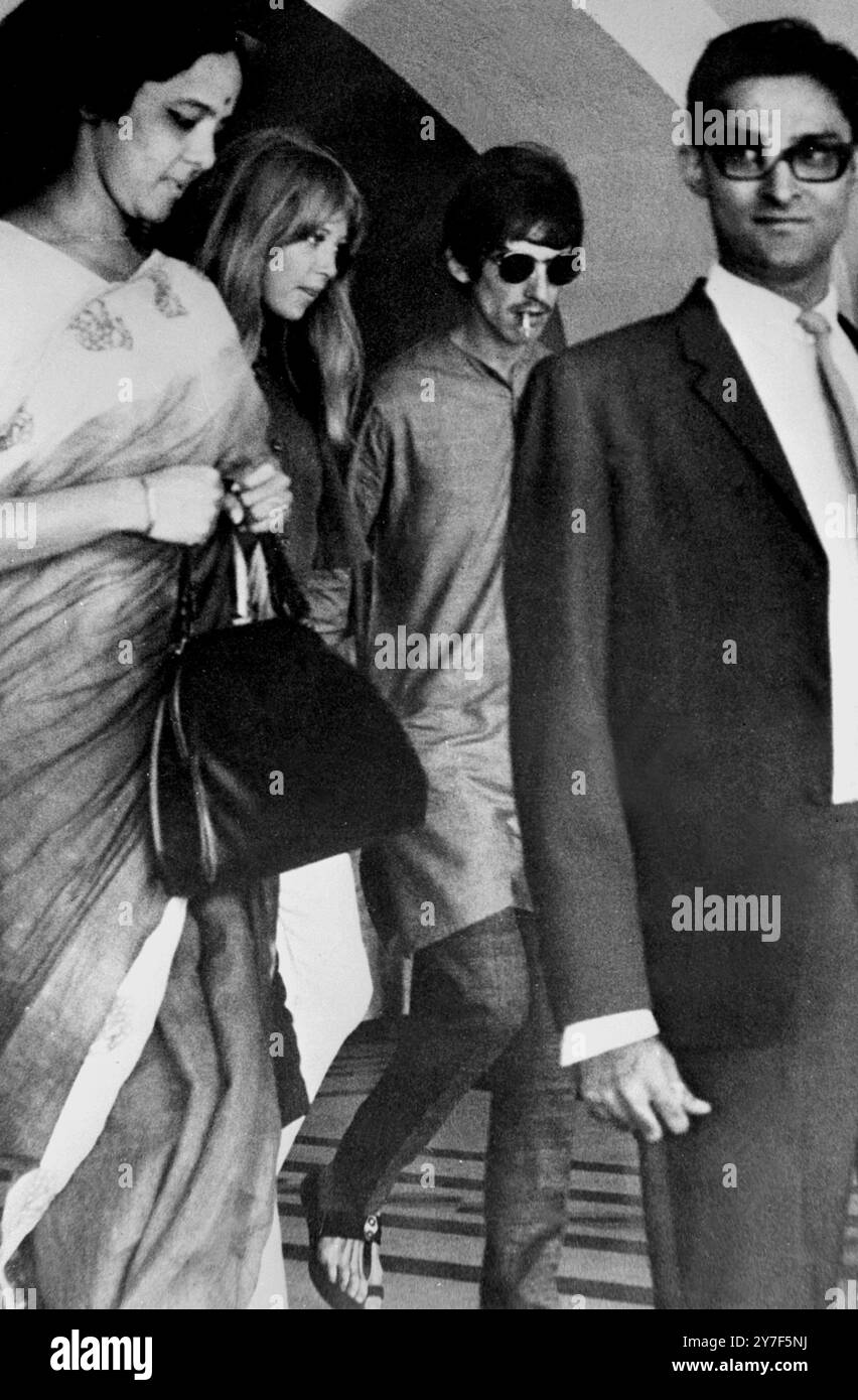 George Harrison with his wife in Bombay India September 29th 1966 Stock ...