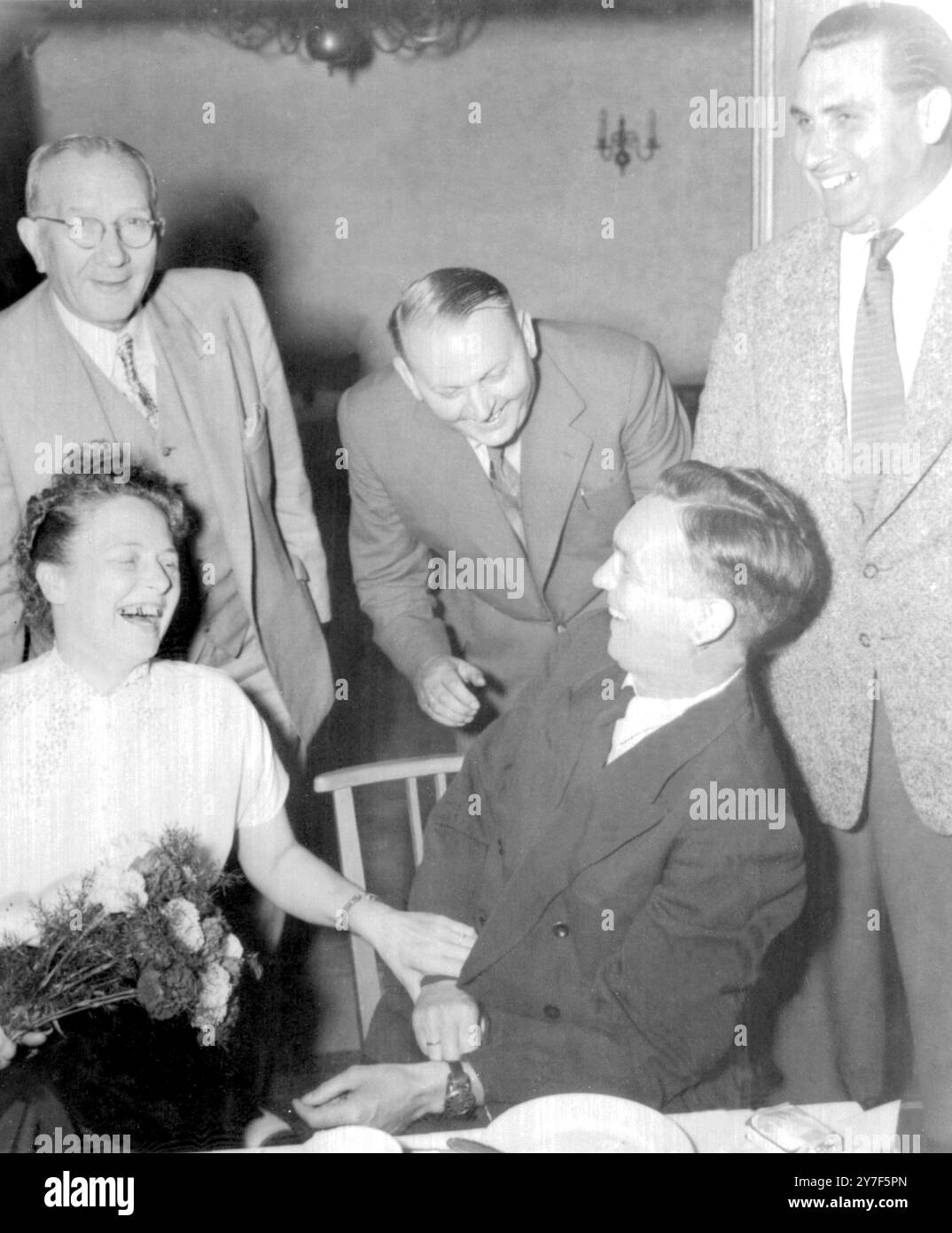 Friends congratulate Kurt Meyer, former SS Major-General and Commander of the notorious Hitler ...