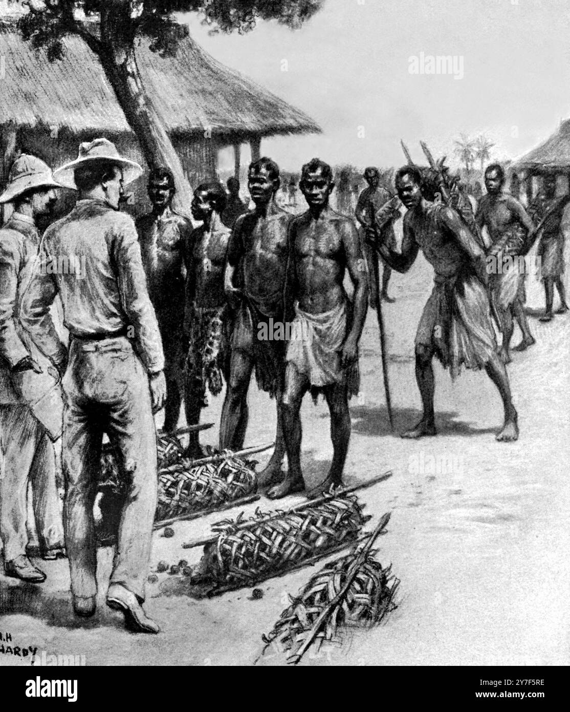 The rubber industry in the Congo, 1910. Bringing the hand-rolled balls ...