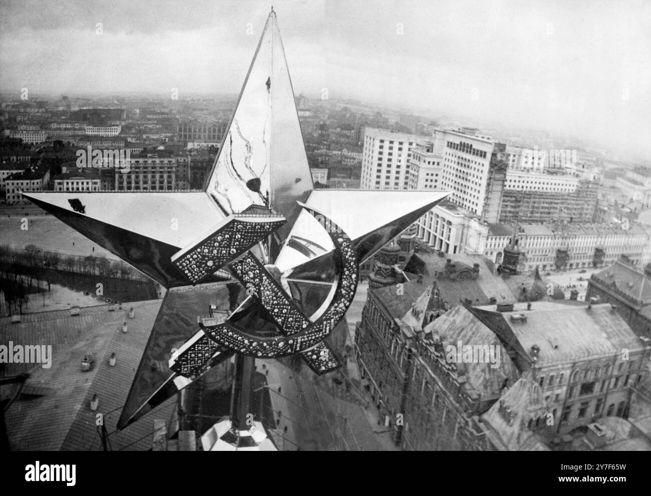 Huge five pointed Soviet stars have been fitted to the towers of the ...