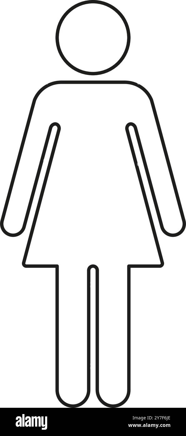 Woman Icon Vector. Line Female Human Figure Outline. Standing Woman ...