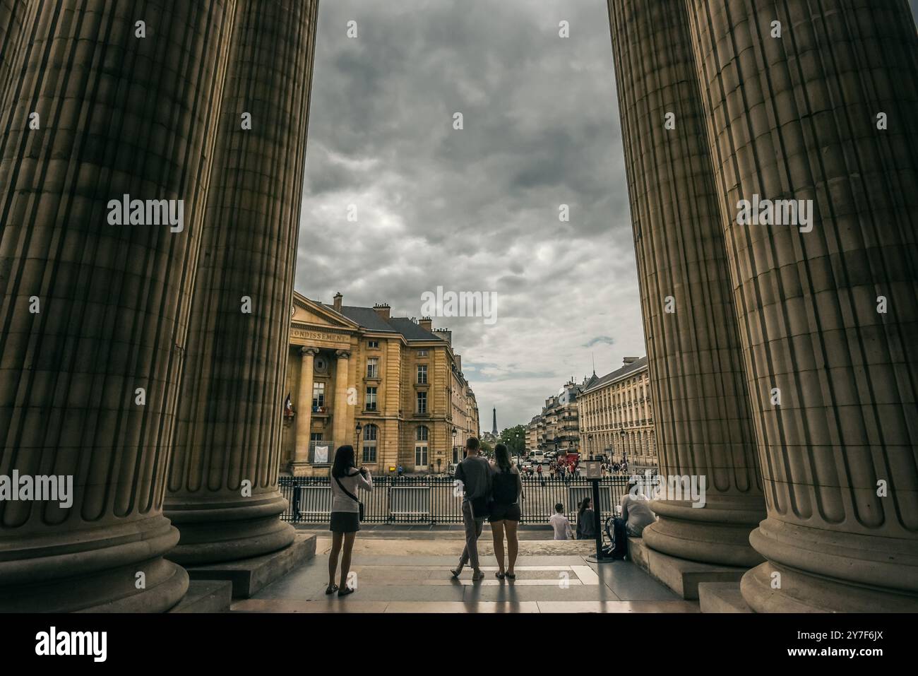 Paris Cityscape Framed by the Panthéon Columns on a Cloudy Day - Paris ...