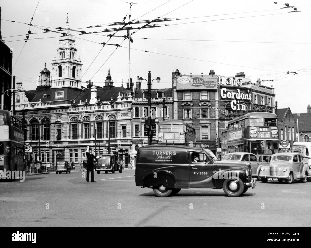 Hammersmith Broadway (Old Town Hall on left), London Stock Photo - Alamy