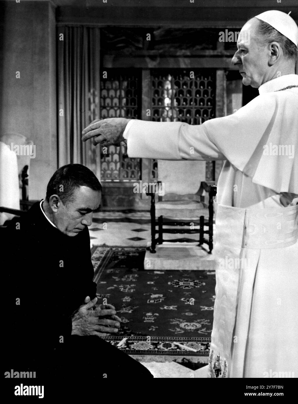 Papal blessing given by actor John Gielgud to Russian priest,played by ...