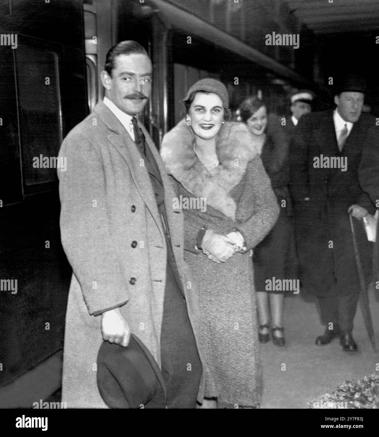 Earl of Warwick and his fiancee Miss Margaret Whigham arrive home from ...