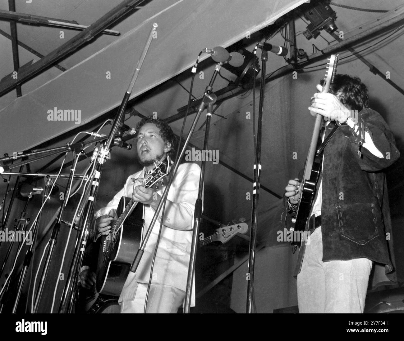 Bob Dylan follk singer seen at the Isle of Wight pop festival September ...