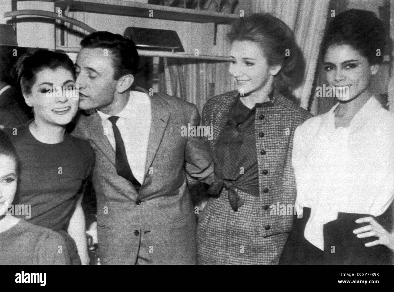 Parisian designer Guy Laroche congratulating his models after his first ...
