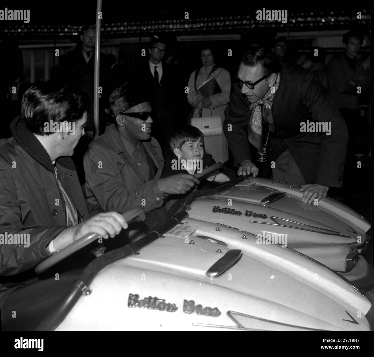 Blind American singer Ray Charles pictured on location at Battersea Fun ...