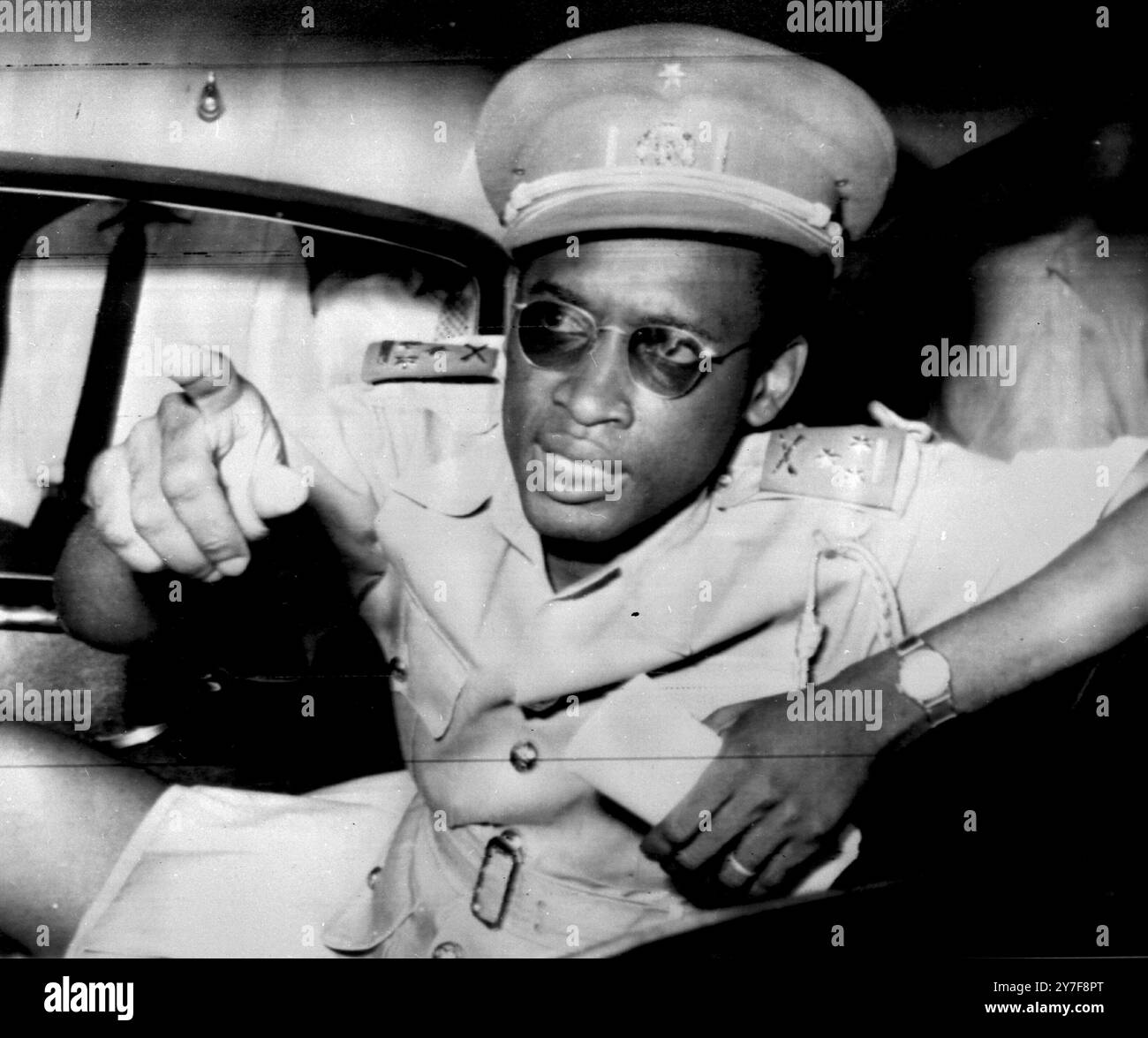 Colonel Joseph Mobutu Chief of the Congolese army getting into a car ...