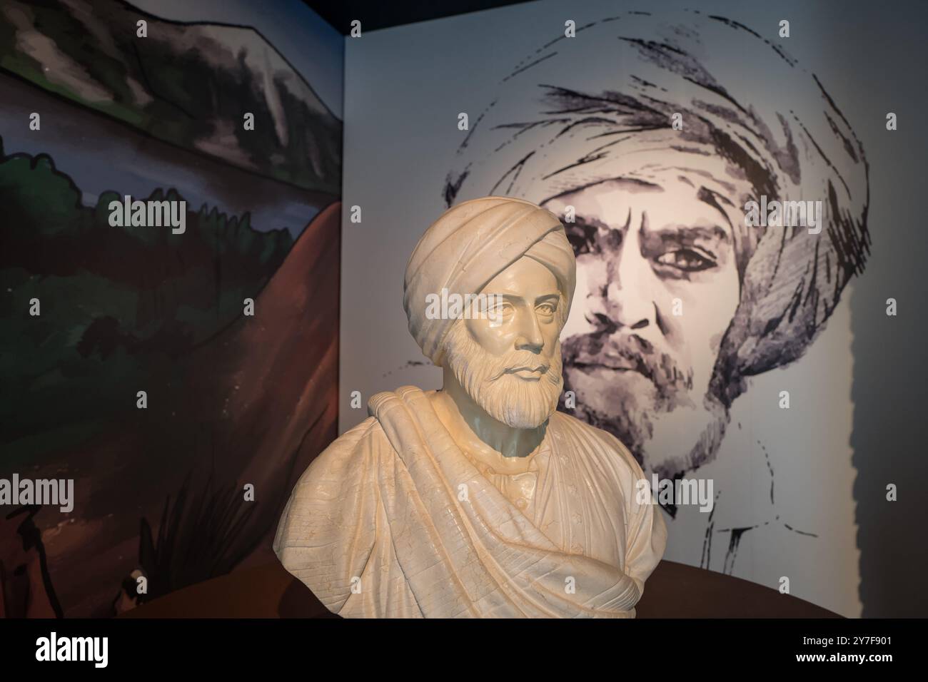 Bust of 14th century Maghrebi explorer Ibn Battuta in the Ibn Battuta ...